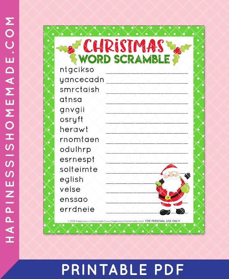 Christmas Word Scramble – Happiness is Homemade