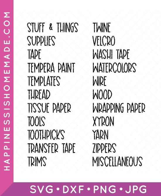 Craft Room Labels SVG – Happiness is Homemade