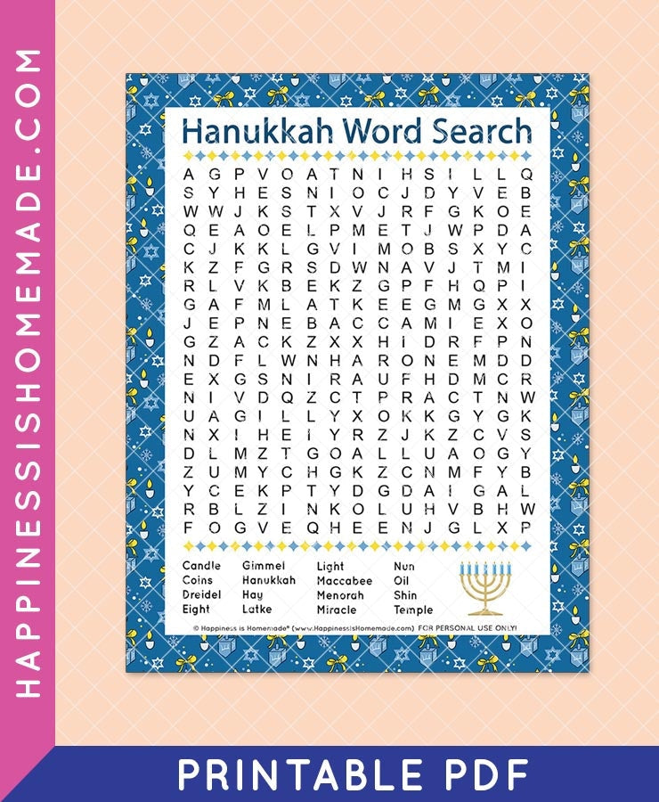 Hanukkah Word Search – Happiness is Homemade