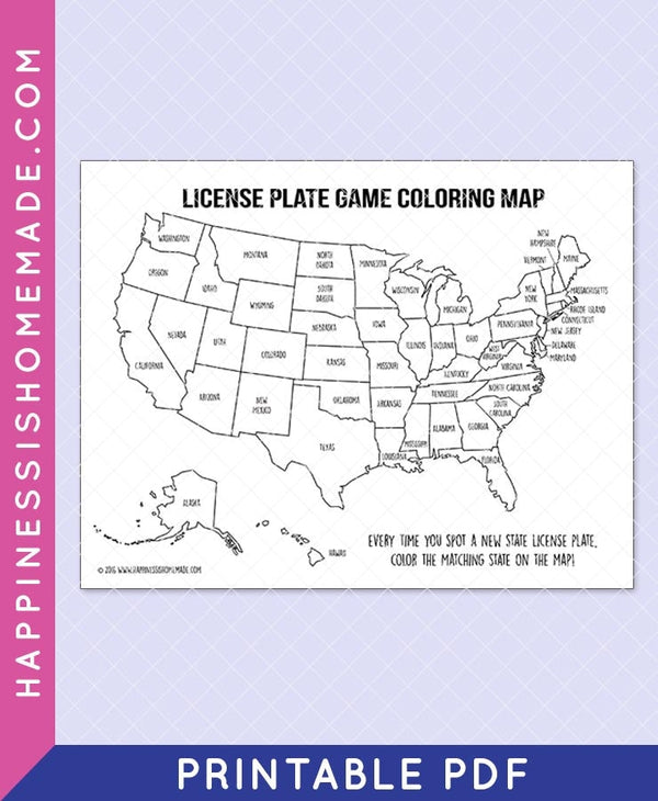 License Plate Game Coloring Map – Happiness is Homemade