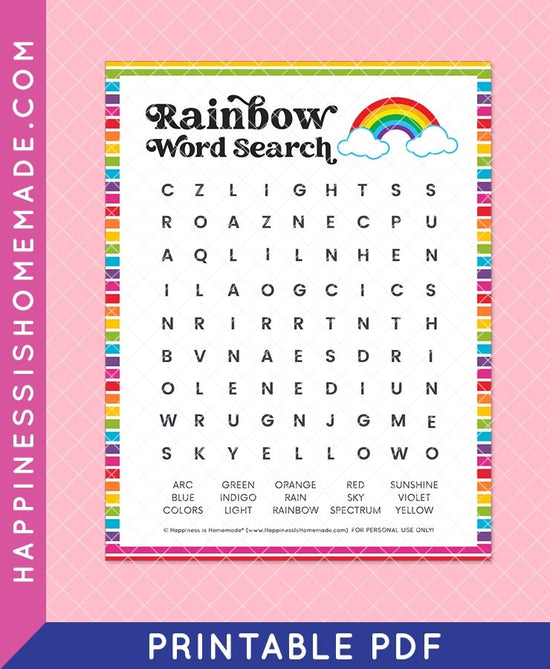 Rainbow Word Search – Happiness is Homemade