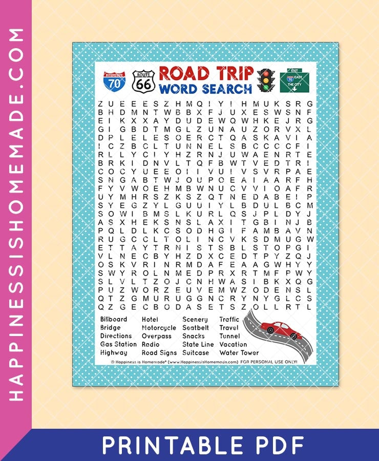 Road Trip Word Search – Happiness is Homemade