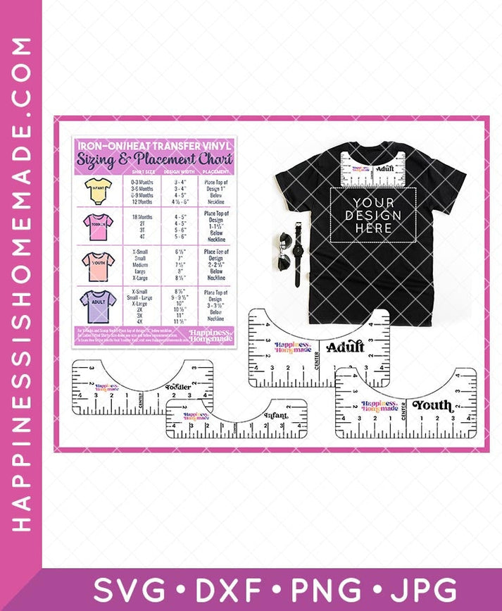 Special Bundle: T-Shirt Ruler Guides + HTV Placement Chart – Happiness ...