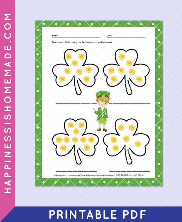 St. Patrick's Day Leprechaun Coin Counting – Happiness is Homemade