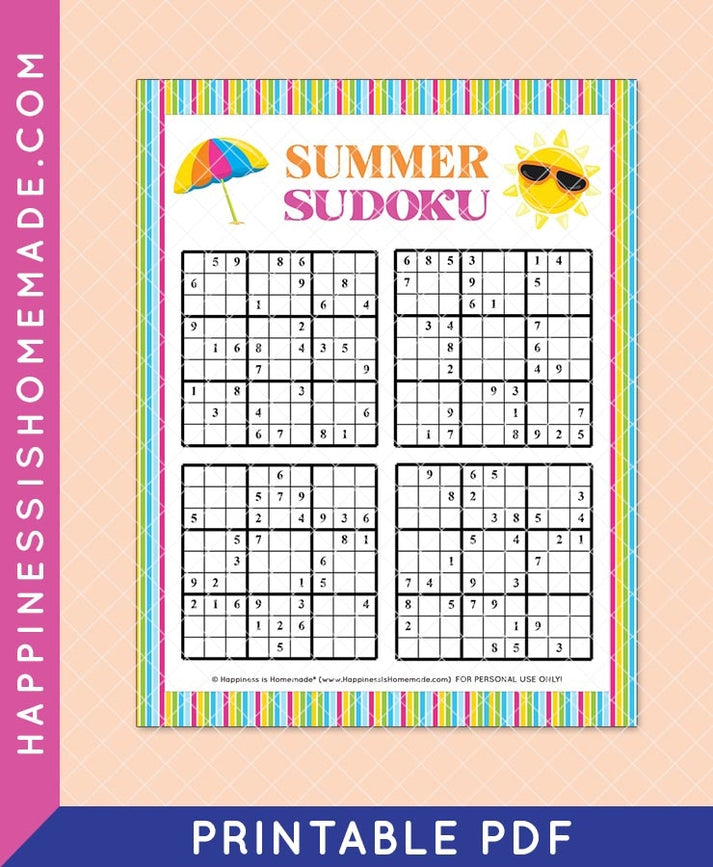 Summer Sudoku – Happiness is Homemade